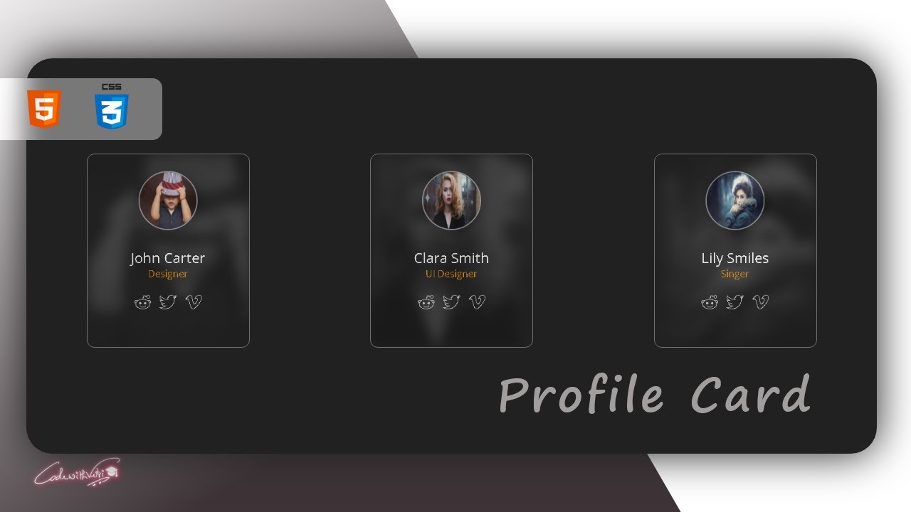 Modern Dark Profile Card UI | CSS Only - YouTube