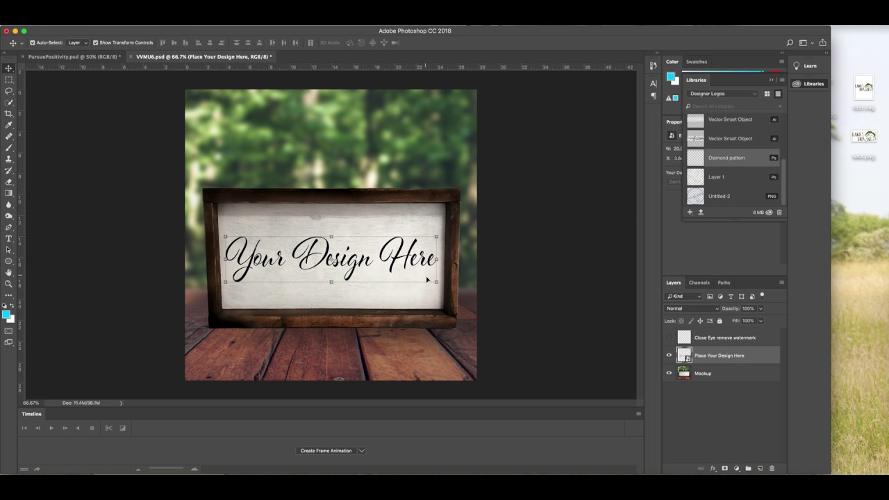 How to add your design to a mockup in PSD - YouTube