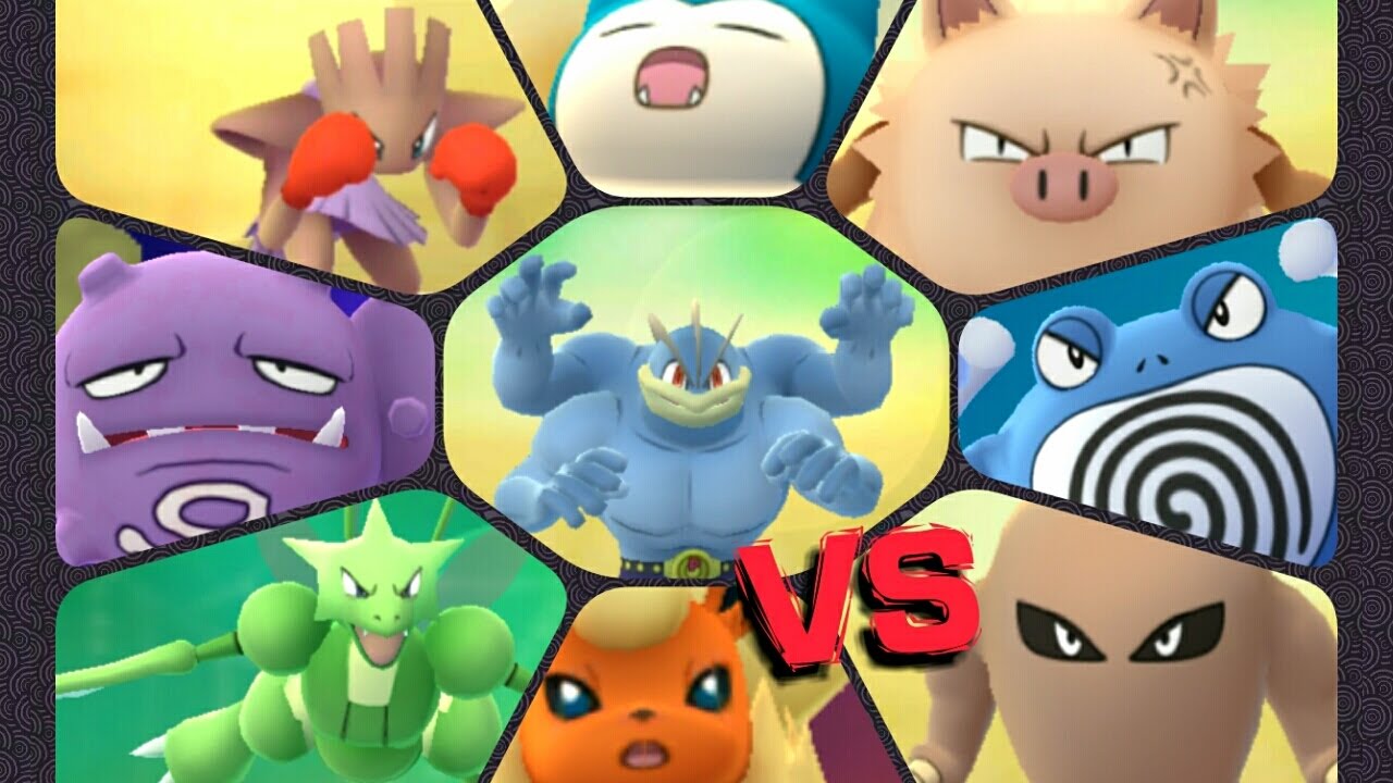 Pokémon GO Gym Battles Level 7 Gym Machamp Hitmonlee Primeape Poliwrath ...