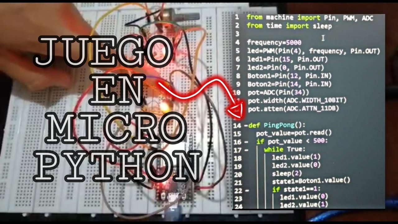 Juego de ping pong en Micropyton - ESP32 (Código, circuito, explicación) - YouTube