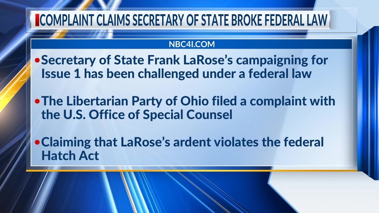 Secretary of State Frank LaRose accused of violating federal law over ...