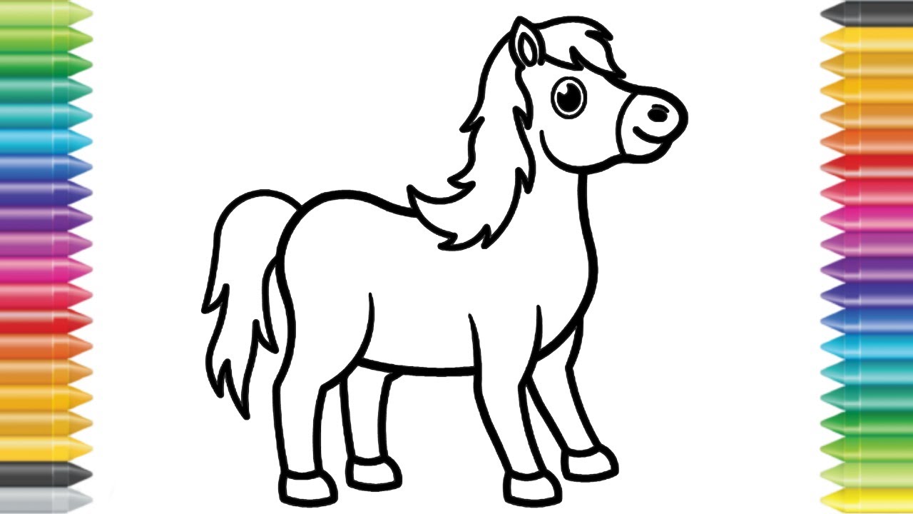 Horse drawing for toddlers. How to draw a cute horse. Horse step by ...