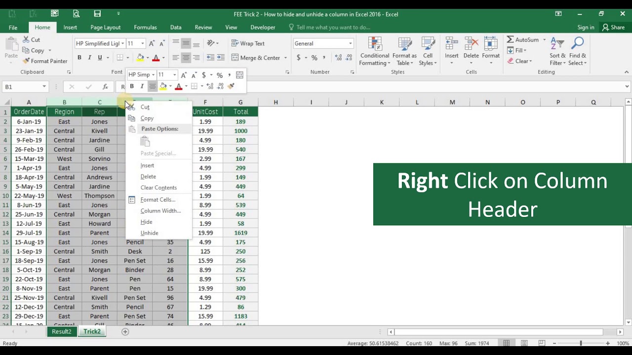 How To Hide And Unhide Columns In Excel 2016 YouTube How To Hide And Unhide Columns In Excel 2016 YouTube
