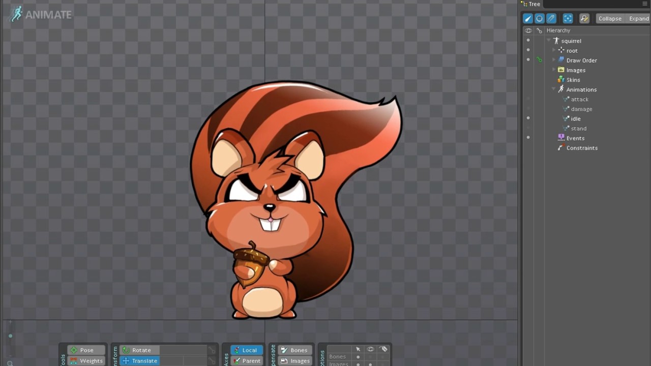 2D squirrel spine animations - YouTube