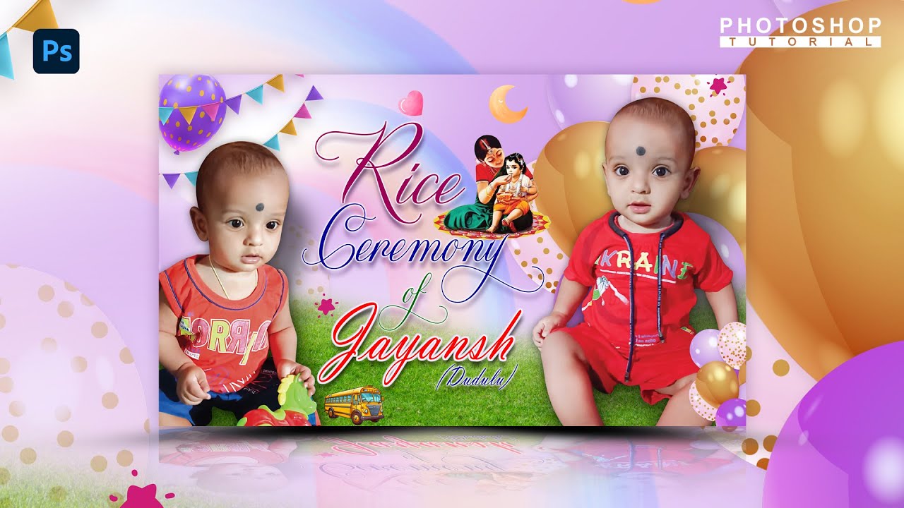 Rice Ceremony Banner Design | Annaprashan Banner | Photoshop Tutorial ...