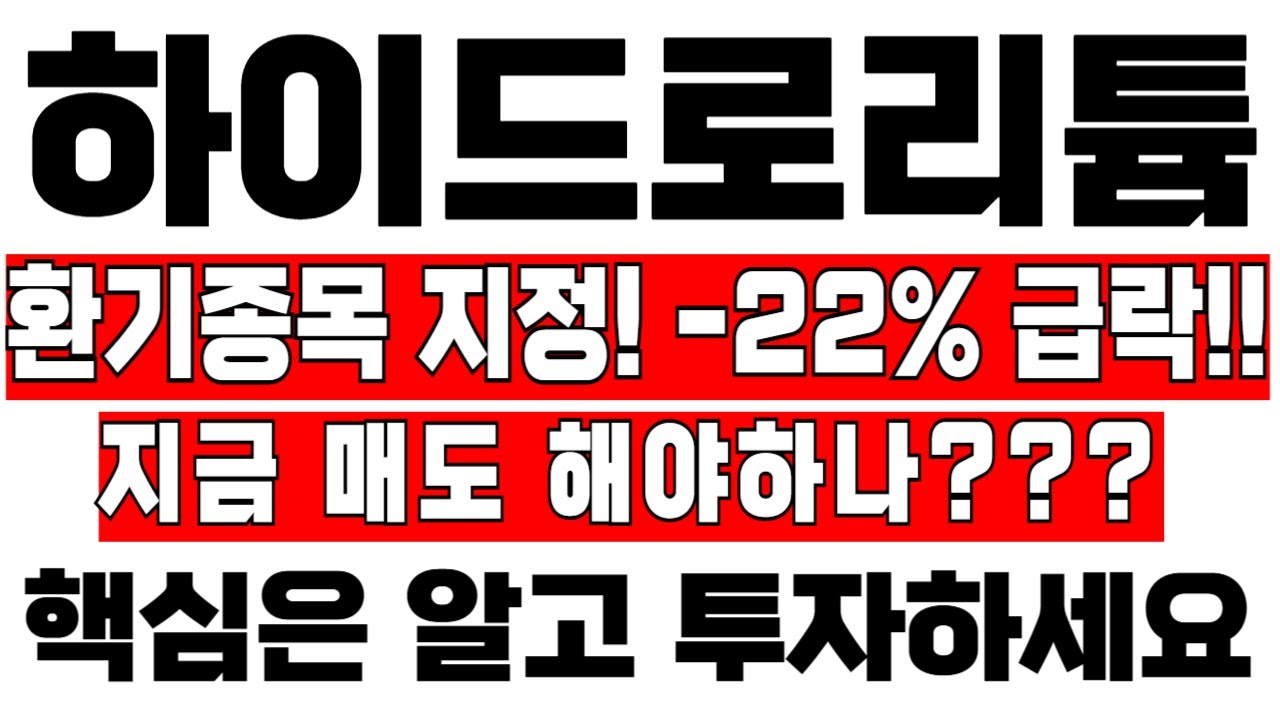 하이드로리튬 주가분석 환기종목 지정 22 급락 지금 매도 해야하나 하이드로리튬전망 하이드로리튬대응 리튬 리튬포어스전망 Youtube