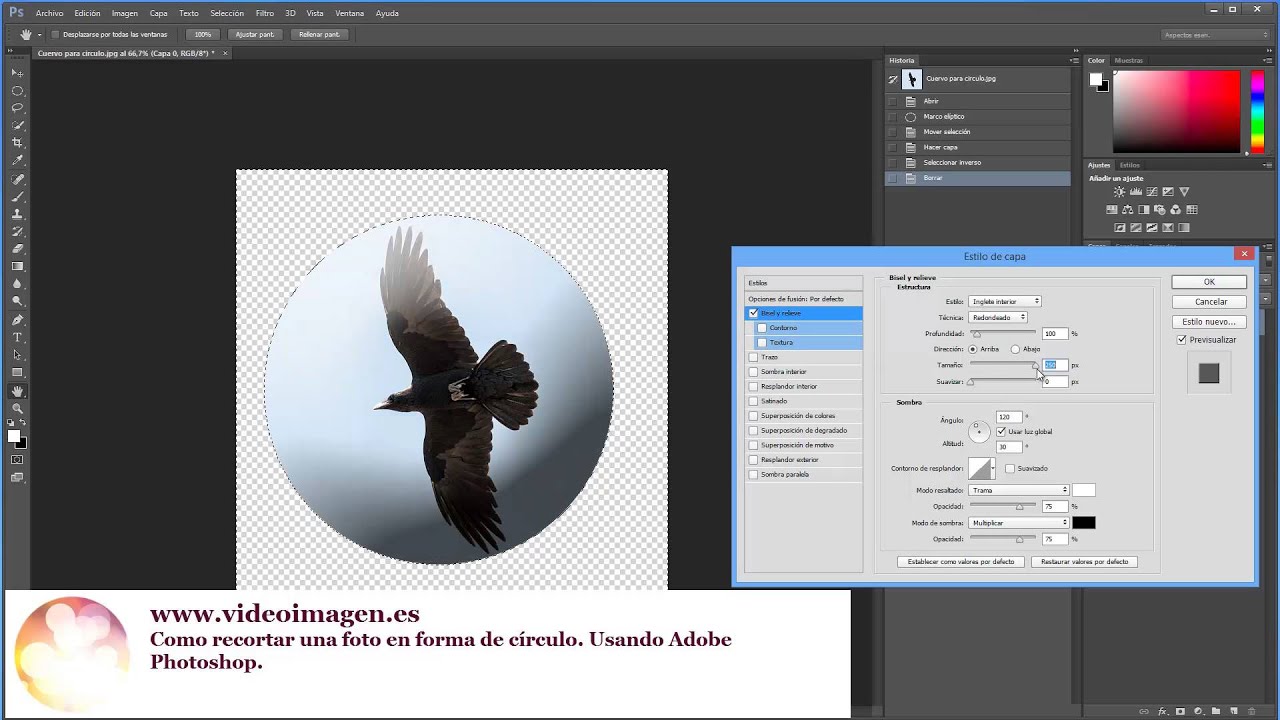 Como hacer un circulo con una fotografia Adobe Photoshop - YouTube