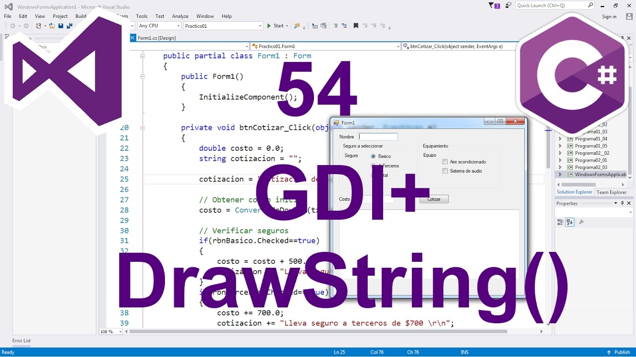 Programación Windows Forms C# 54 --- GDI+, DrawString - YouTube
