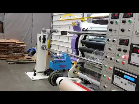 Gravure Printing Slitter unloading device Korean Machine - YouTube