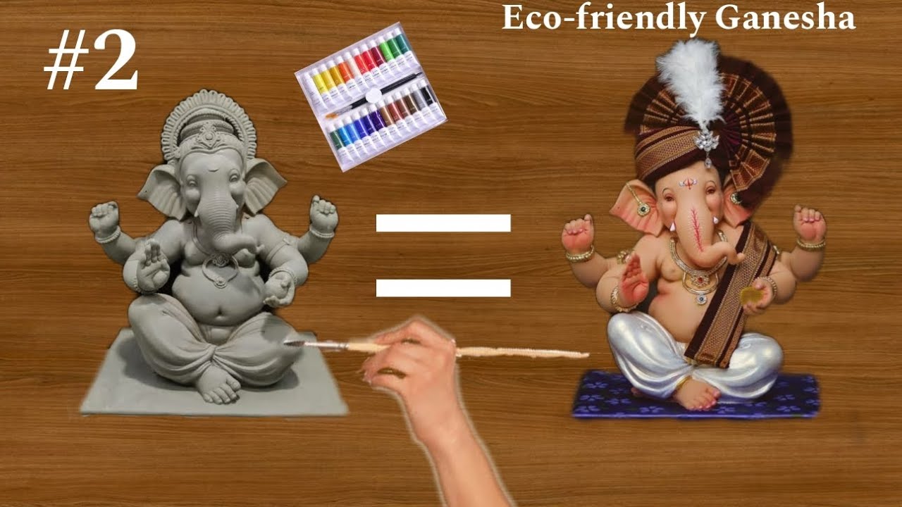 Eco-friendly Ganesha At Home 🏡 | Painting Ganpati Bappa murti 🎨🖌 ...