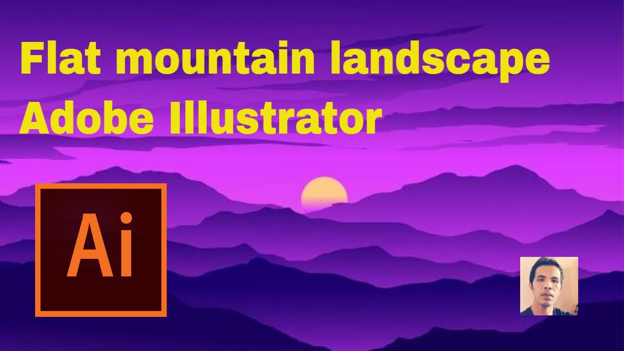 How to make flat mountain scenery in Adobe Illustrator - YouTube