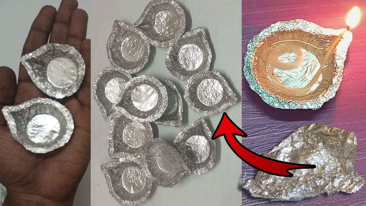 Diya Making with Aluminium Foil - Aluminium Foil Craft Ideas - YouTube