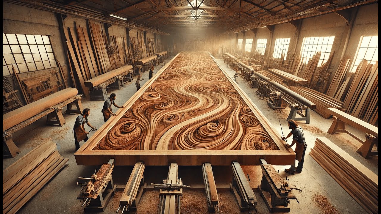 Unveiling the Process: The Skill and Tech Behind Giant Wooden Tables ...