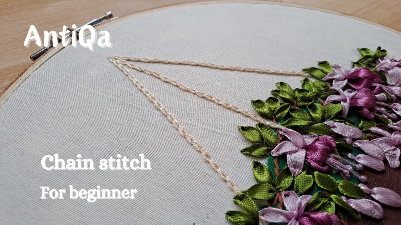 Chain stitch | Embroider Fushi Flower part 3 | Tutorial | hoopart - YouTube