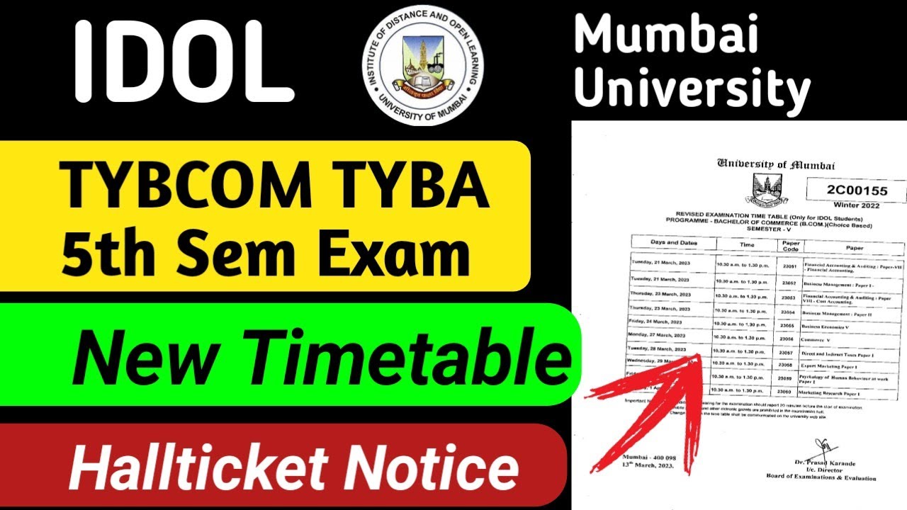 IDOL Tybcom 5-Sem | Timetable | Hallticket | Notice| Idol Examination ...