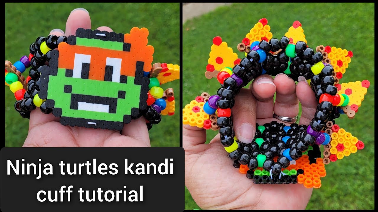 Ninja turtles kandi cuff tutorial - YouTube