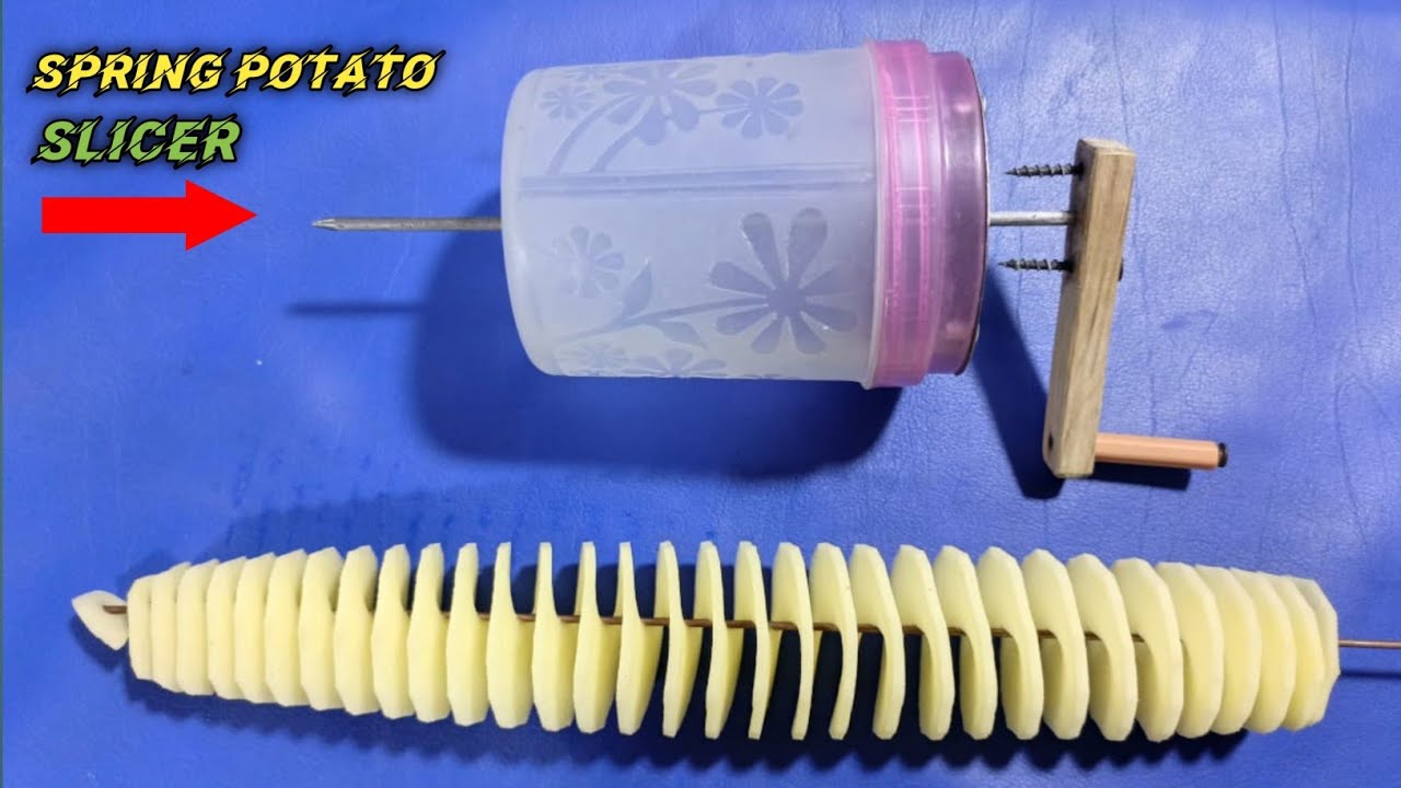 How To Make A Spiral Potato Cutter !! DIY Spring Potato !! Potato ...