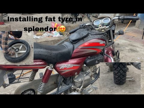 Fat tyre install in splendor 🔥😍||modified splendor|| #splendor # ...