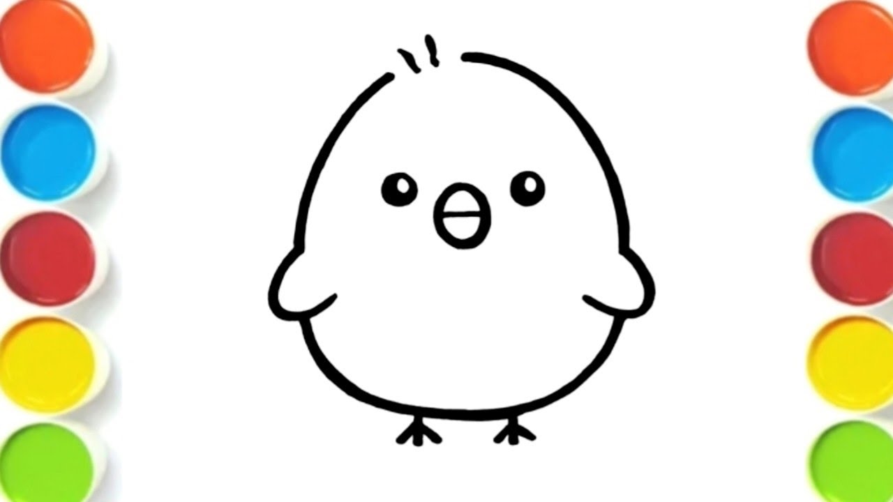 How to draw a cute Baby Chick Drawing & Coloring for kids & toddlers ...