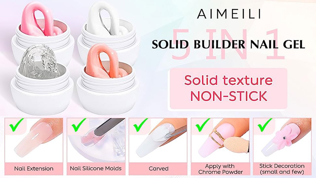 2pcs Clear Pink Nail Solid Extension Sculpture Gel Solid - YouTube