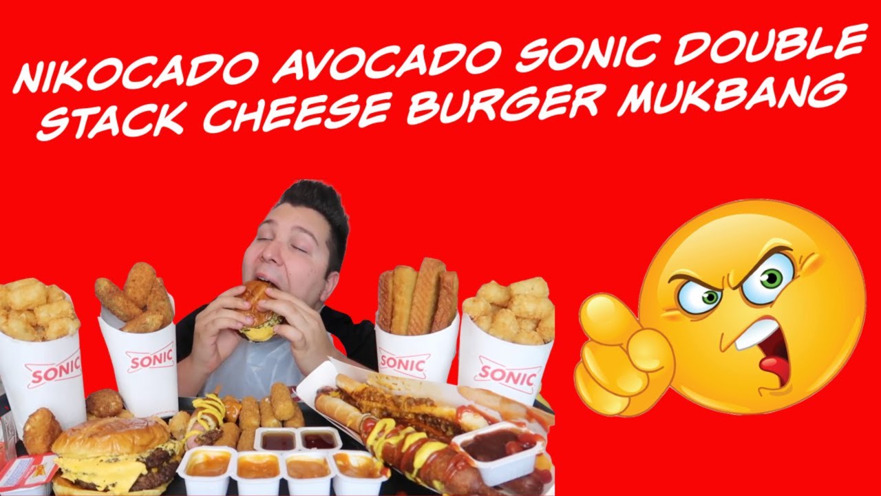 Nikocado Avocado Sonic Double Stack Cheese Burger Mukbang | Reaction ...