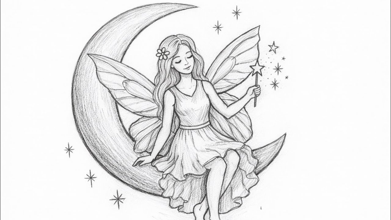 How to draw fairy tale || Easy girl drawing for beginners || step by ...