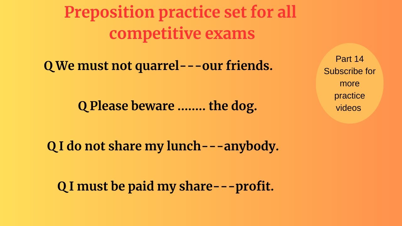 Preposition exercise| Practice set for all competitive exams| Part 14 ...