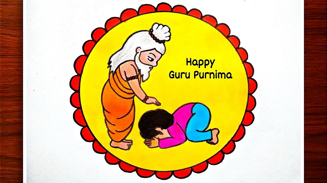 Guru Purnima Special Drawing|How To Draw Guru Purnima Poster|Easy ...