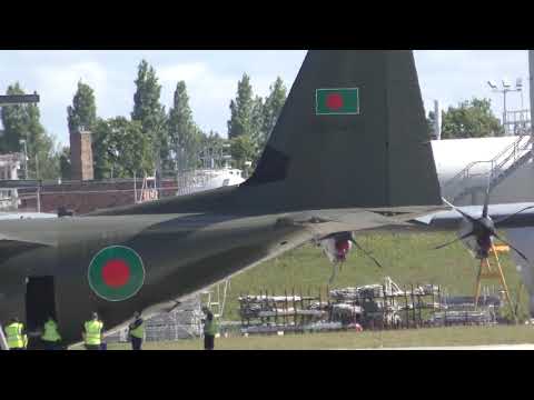 99 5480 Bangladesh Air force C 130J Hercules about to engine run Cambridge UK 20july2020 1143a