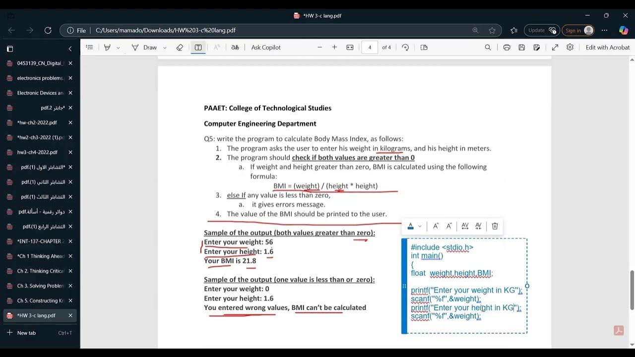 c language hw3 السؤال الرابع والخامس part2 - YouTube
