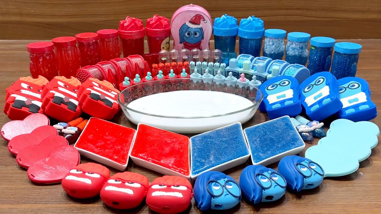 ANGER vs SADNESS INSIDE OUT I Mixing random into Glossy Slime I Relax ...