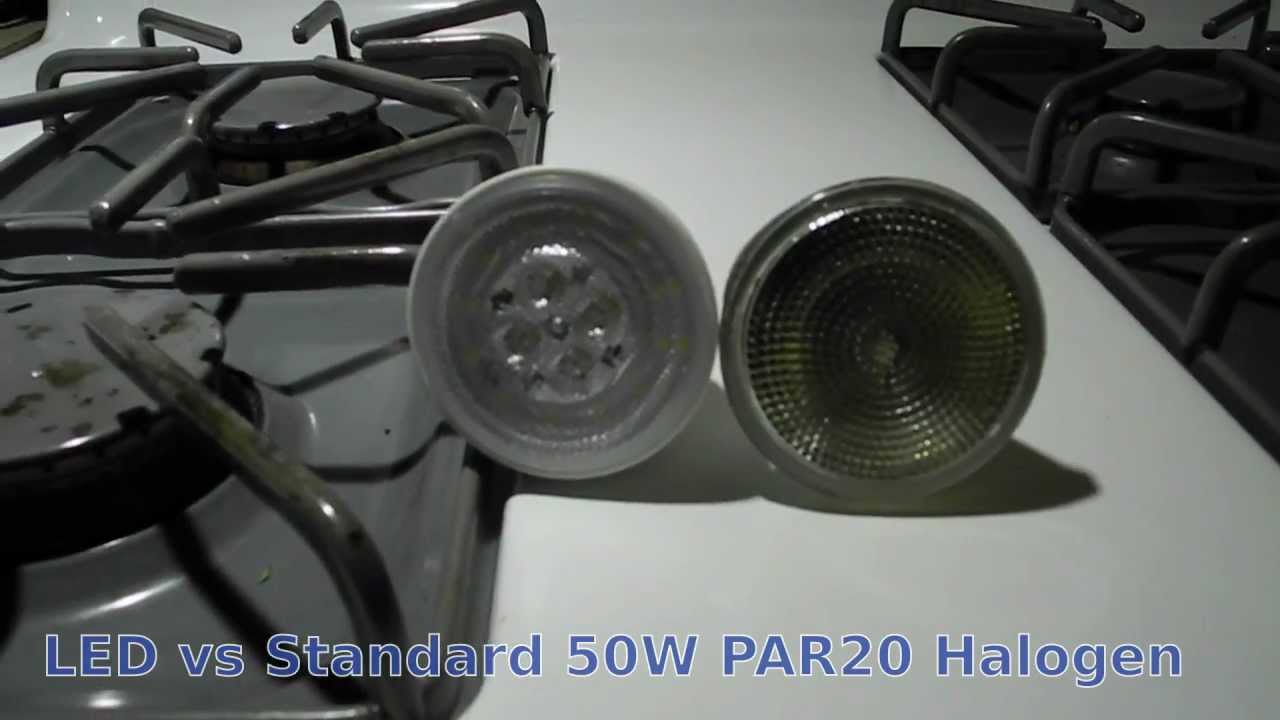 EcoSmart PAR20 8W Light Bulb VS. Standard 50W Halogen Bulb - YouTube