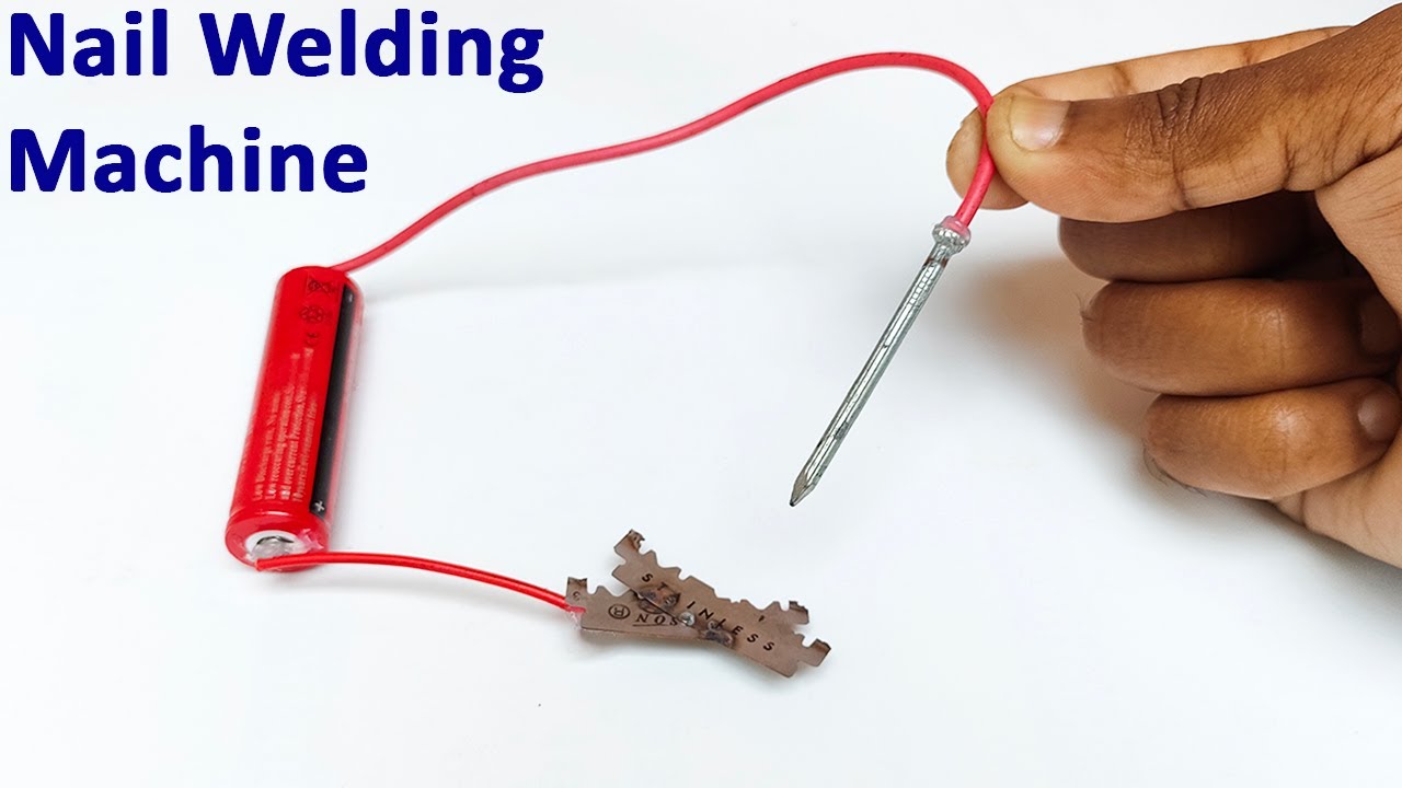 How To Make Iron Nail Welding Machine At Home With Blade | Diy 12V ...
