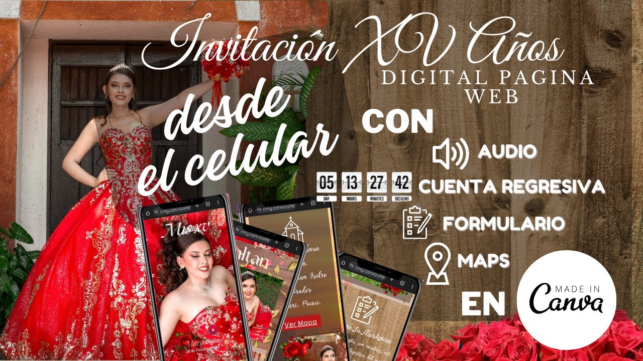 Como hacer Paso a Paso una invitación digital Interactiva de 15 años con tu celular en Canva ...