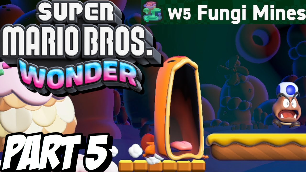 SUPER MARIO BROS. WONDER (W5 FUNGI MINES) Walkthrough Gameplay Part 5 ...