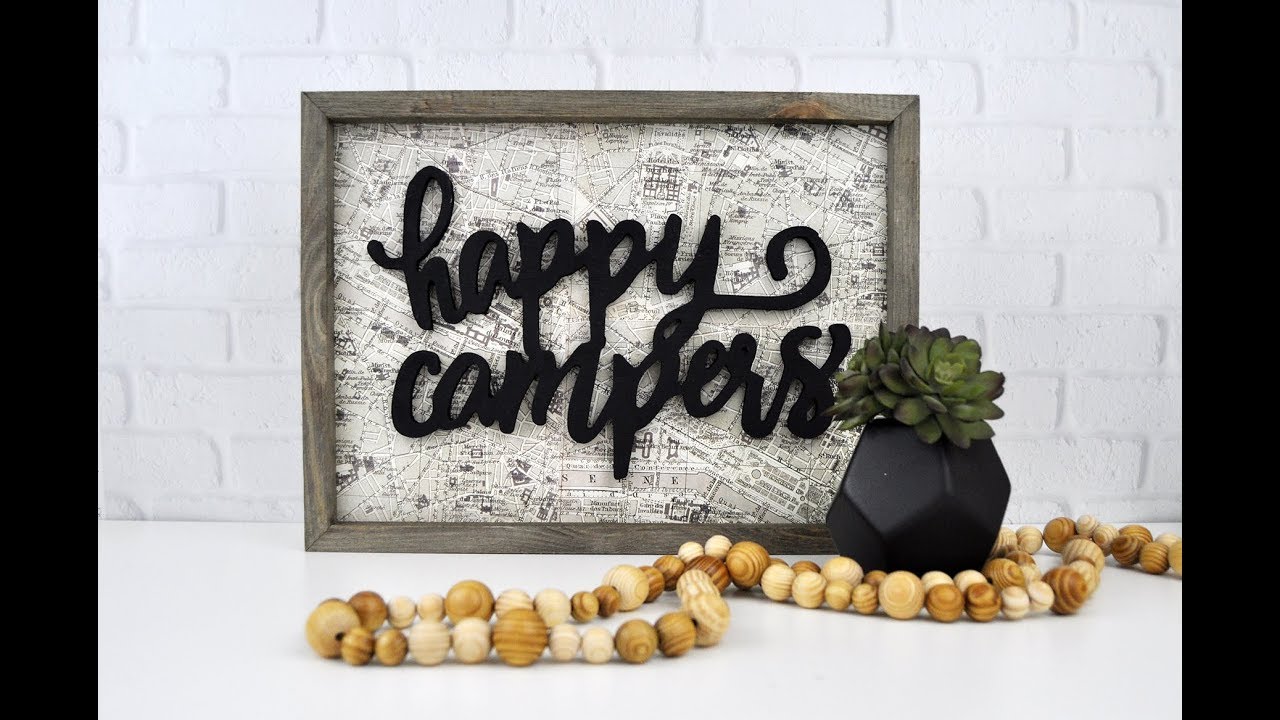 How to Add a Vintage Map and Wood Cut Outs to a Rustic Frame - YouTube