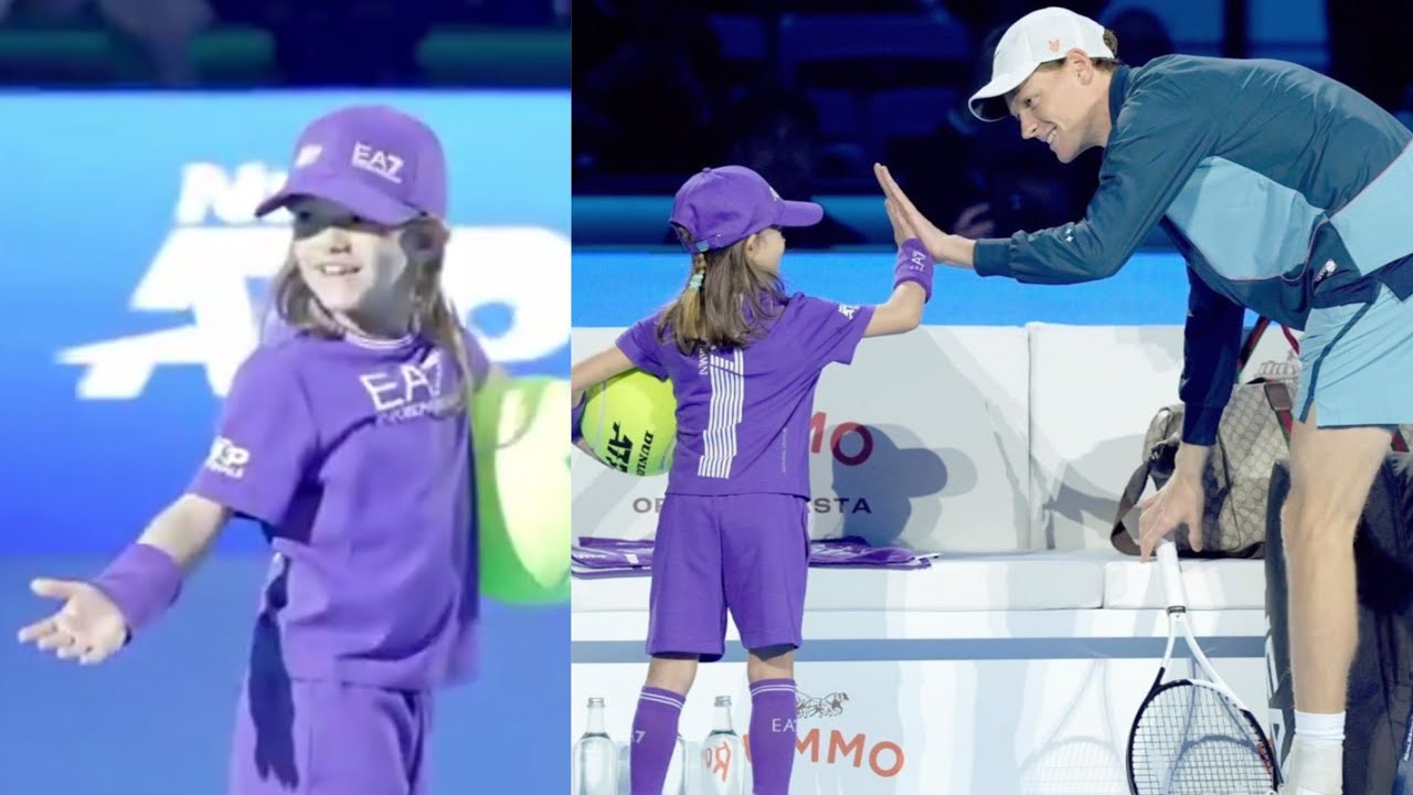 Jannik Sinner's affection impresses a ball kid Francesca, 7, at the ATP ...