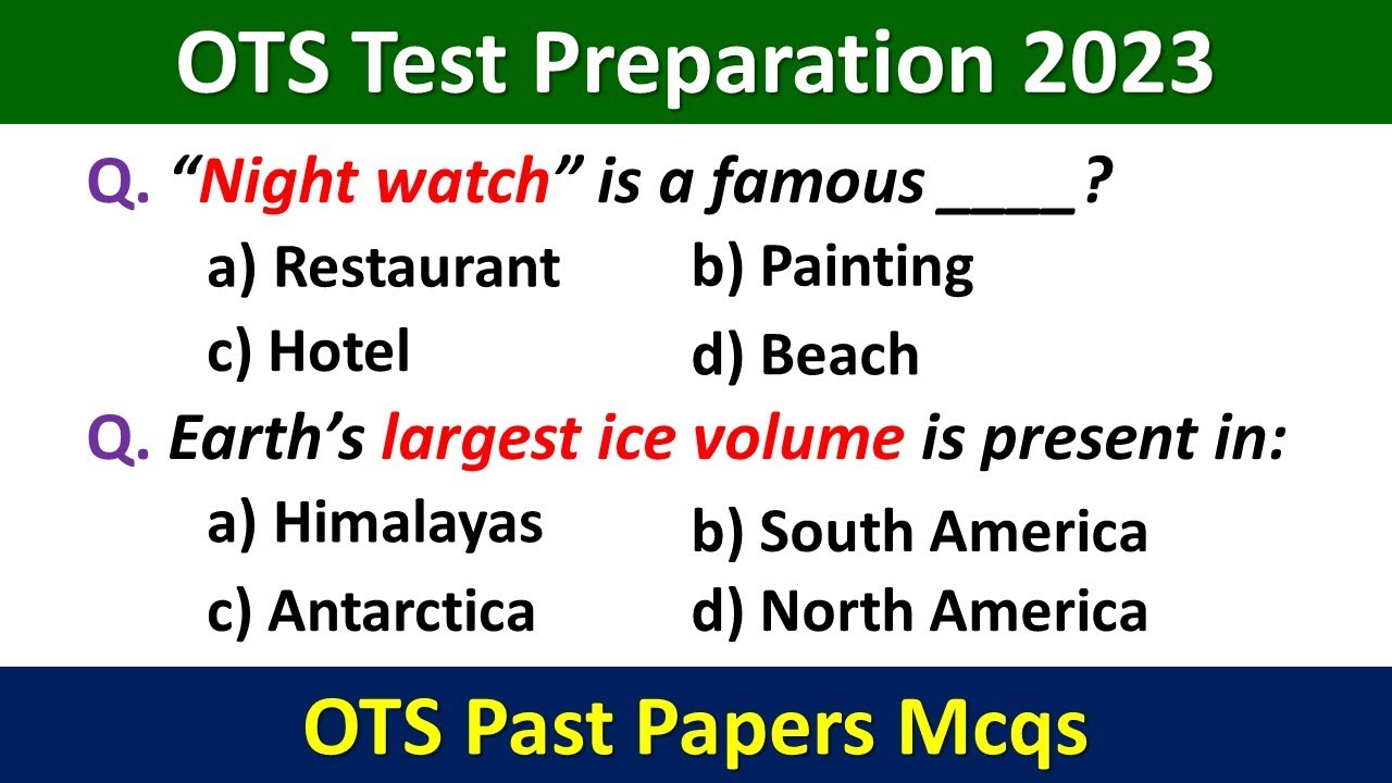 OTS Test Preparation 2023 | OTS Past Papers 2023 | OTS Preparation 2023 ...