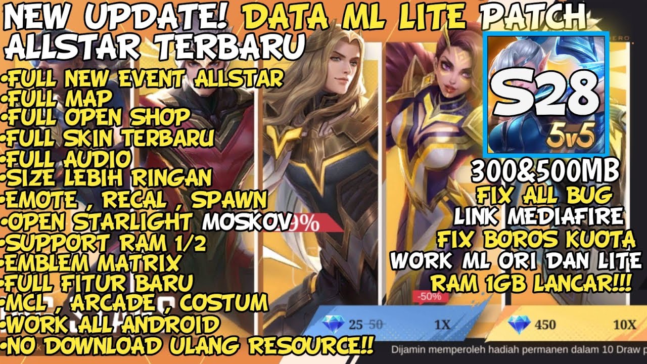 DATA ML LITE 300&500MB EDISI BANG JAGO TERBARU PATCH ALLSTAR || LINK LANGSUNG MEDIAFIRE NO PW ...
