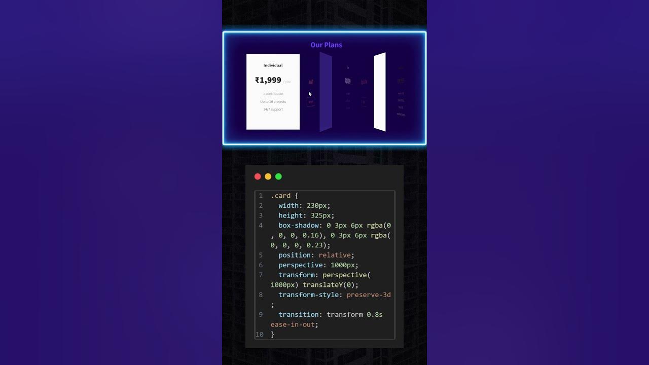 Create Mind-Blowing 3D Card Flip Animation with HTML&CSS [2024] #coding #viralvideo # ...