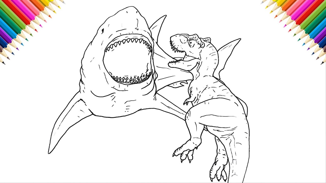 How to Draw Megalodon vs T-Rex | Meg 2: The Trench - YouTube