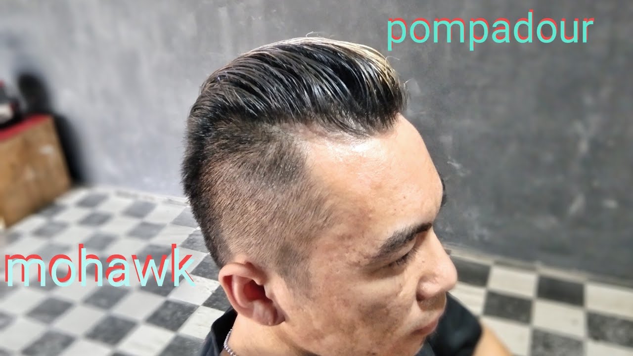 potong rambut samping mohawk atas pompadour - YouTube