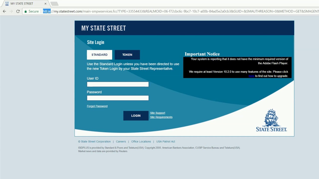 login into State Street Corp online banking account united states of ...