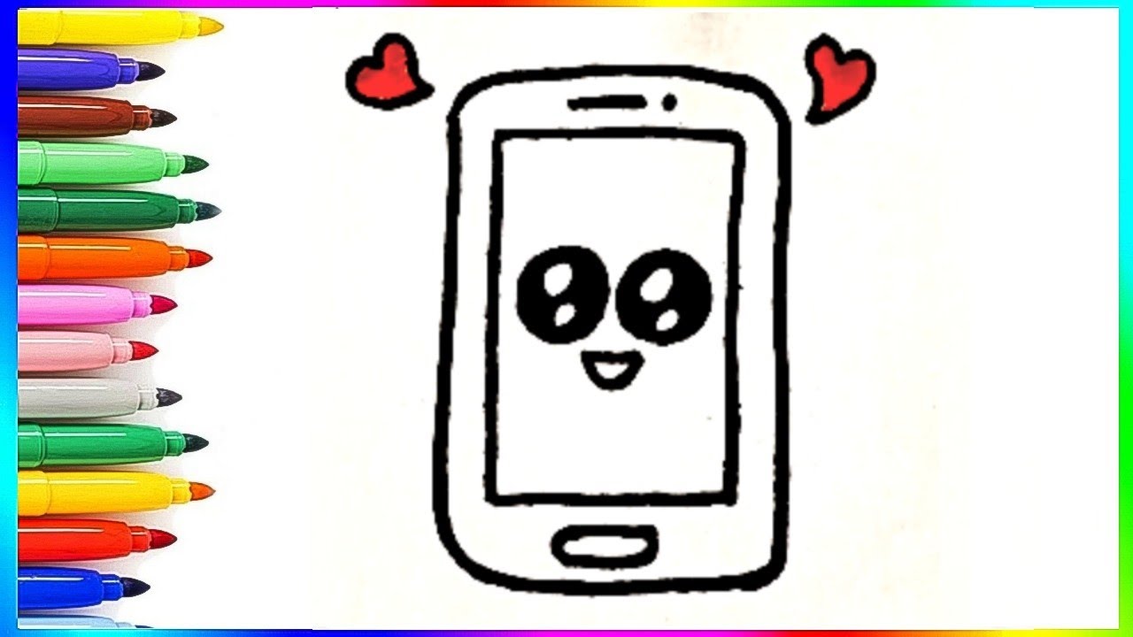 Easy Cute phone drawing for kids 🌈🎊 step by step drawing tutorial 🔵🟡🔴 ...