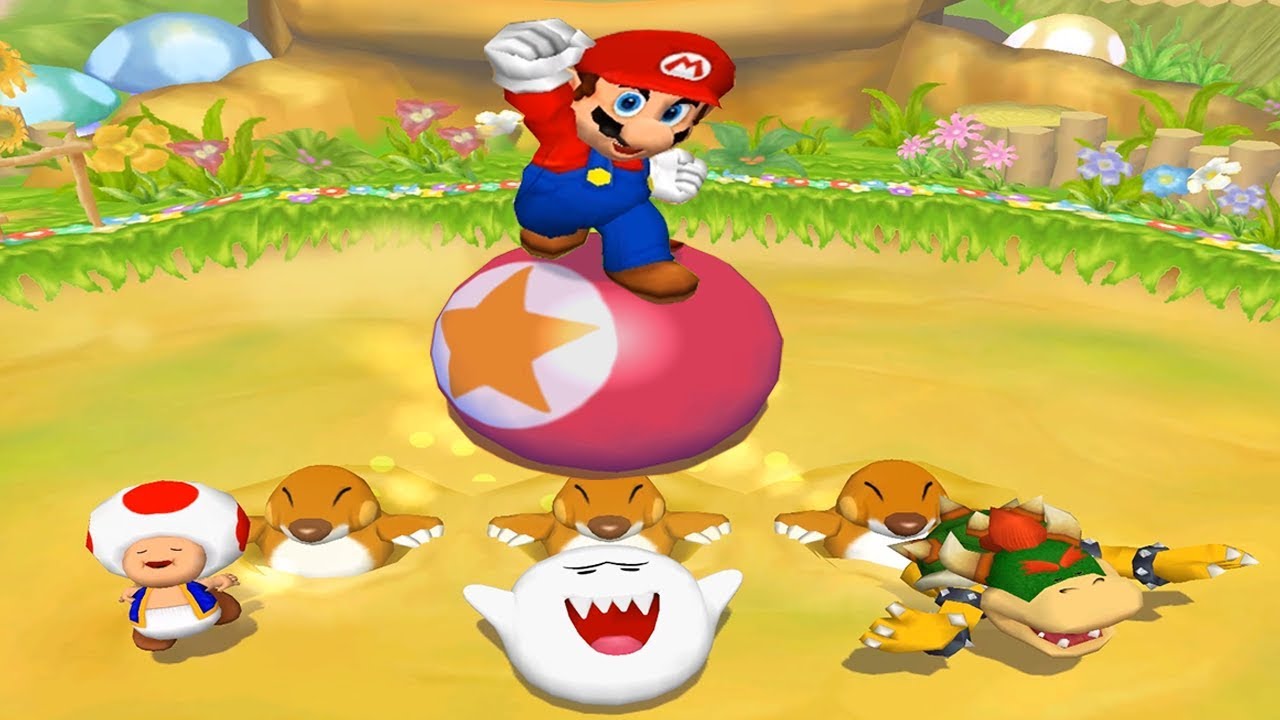 Mario Party 5 Minigames - Mariothon 7 Wins - 1 vs 3: Mario v Toad vs ...