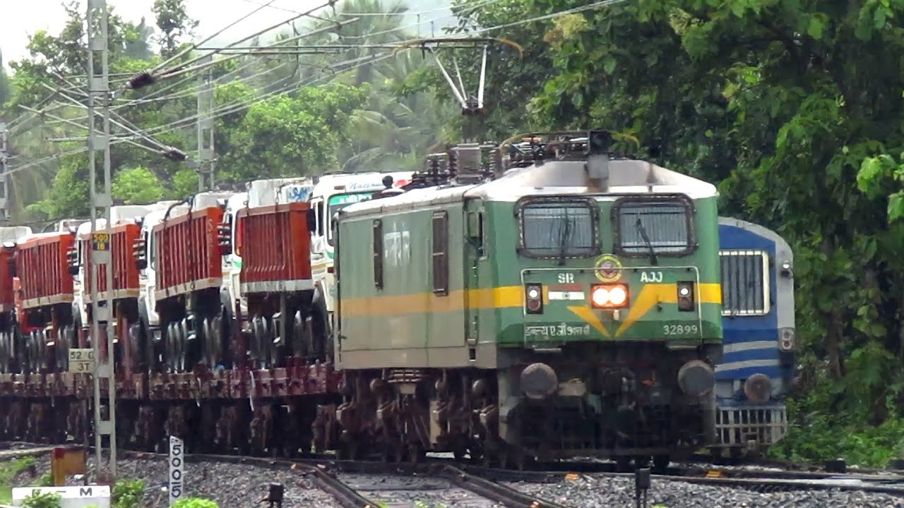 Arakkonam WAG9 with RORO train | Konkan Railway - YouTube