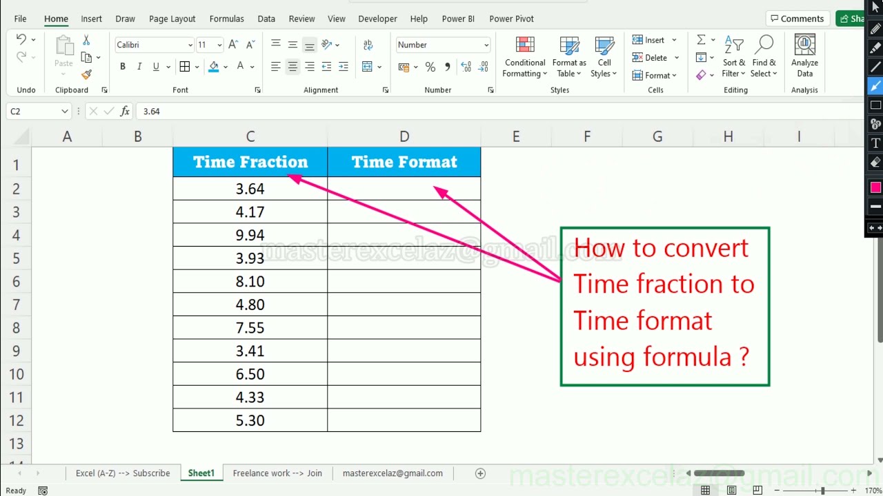 Time fraction to Time format | MS Excel Tips & Tricks Tutorial - YouTube