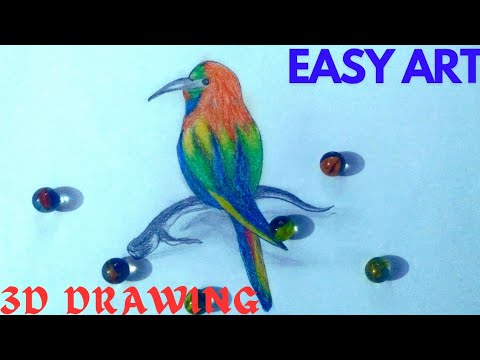 3D Bird Drawing on paper step by step for Beginners 🪧 #3d #birds # ...