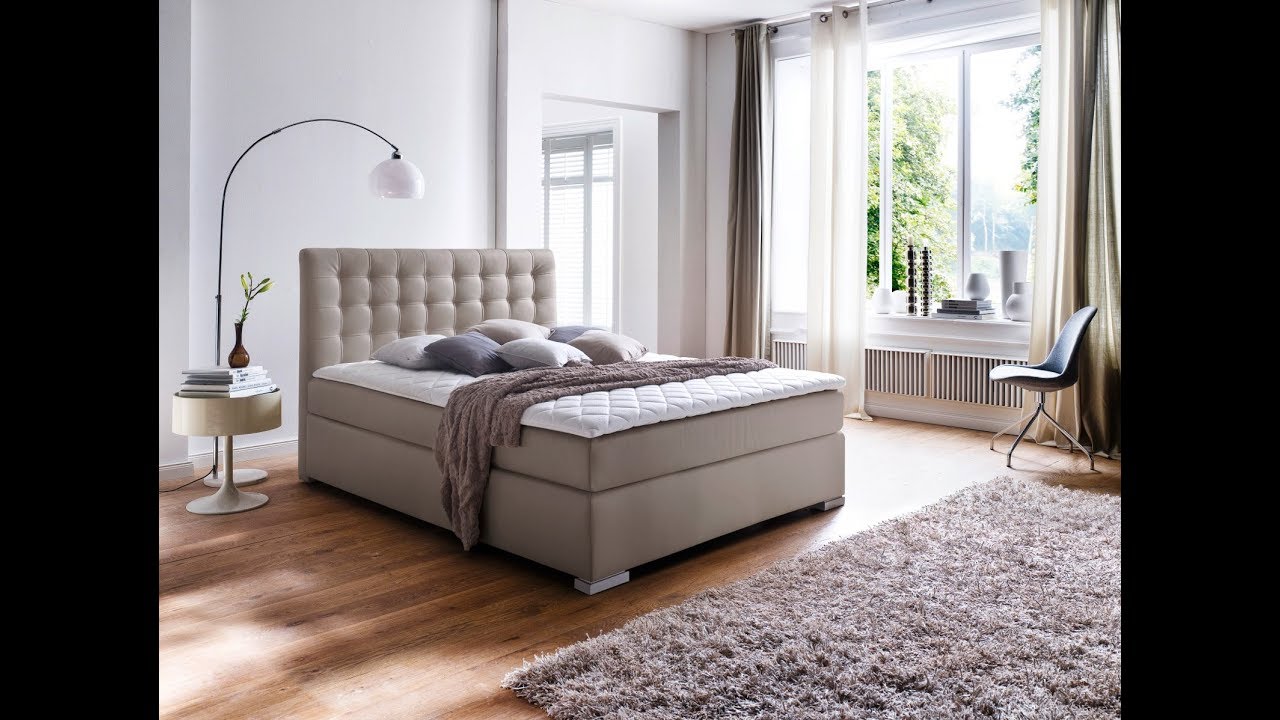 Boxspringbett Isabelle in Leder Optik - YouTube