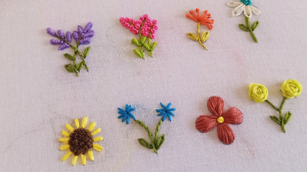 VERY EASY LITTLE FLOWERS EMBROIDERY/5 MINUTE EMBROIDERY FOR BEGINNERS ...